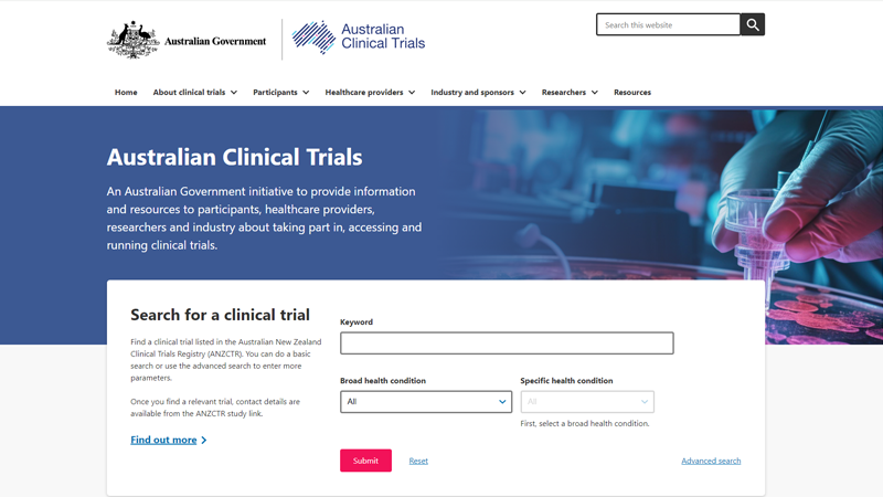New Australian Clinical Trials website | Australian Government Department of Health, Disability ...