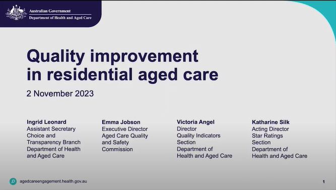 Quality improvement in residential aged care | Australian Government ...