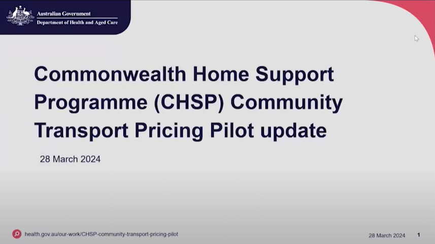 Commonwealth Home Support Programme (CHSP) Community Transport Pricing Pilot update | Australian ...