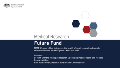 Medical Research Future Fund Webinar: How to improve the health of ...