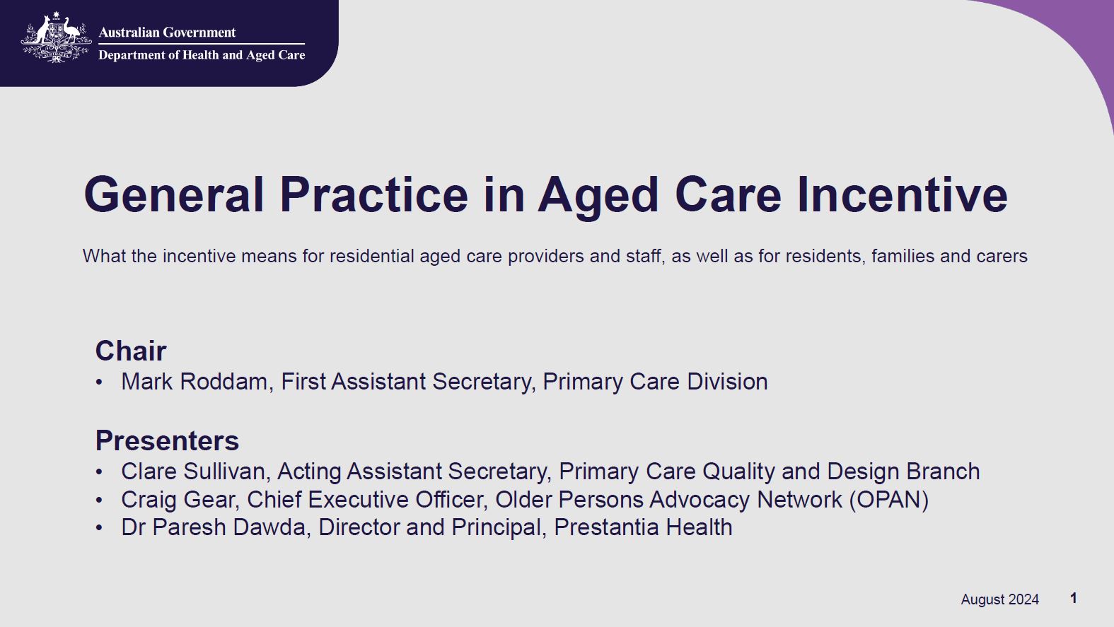 General Practice in Aged Care Incentive – webinar recording ...