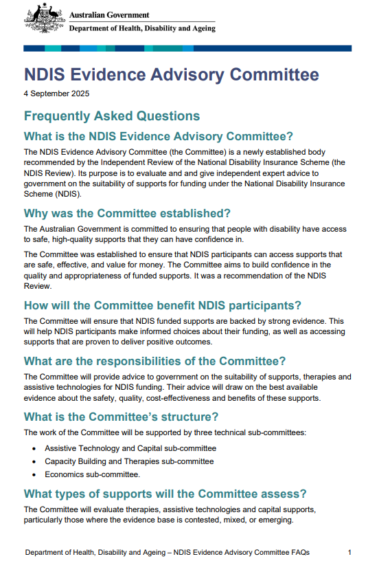 NDIS Evidence Advisory Committee – Frequently asked questions ...
