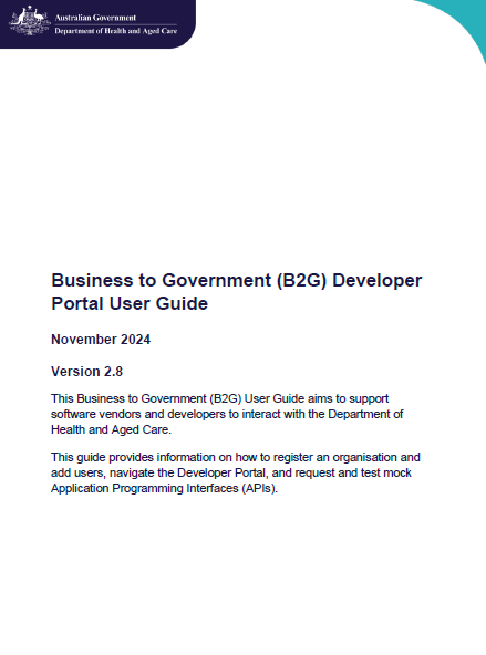 Business to Government (B2G) Developer Portal User Guide | Australian ...