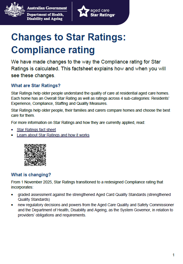 Star Ratings for residential aged care | Australian Government ...