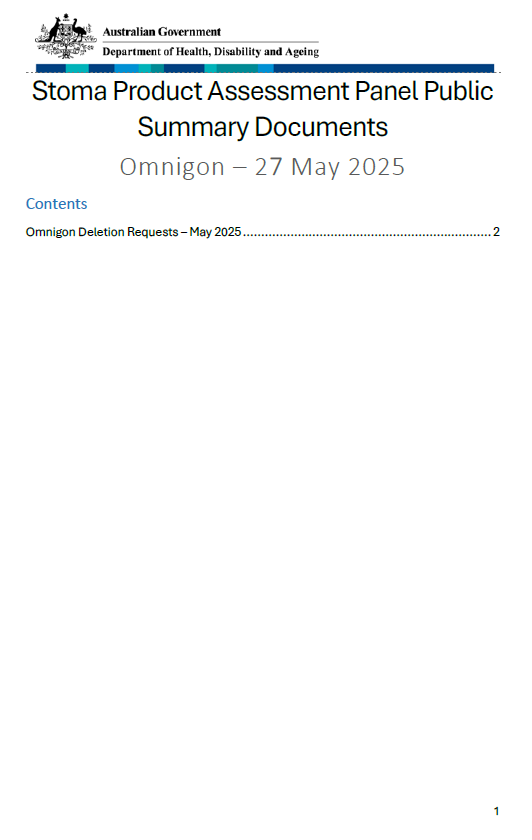 Stoma Product Assessment Panel – Omnigon public summary documents – May ...
