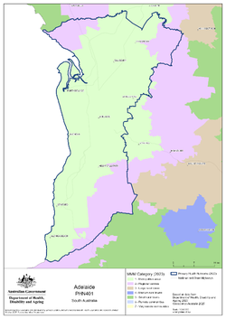 Adelaide (SA) Primary Health Network (PHN) map – Modified Monash Model ...