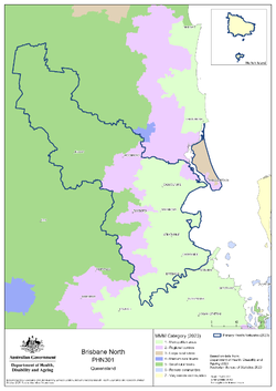 Brisbane North (Qld) Primary Health Network (PHN) map – Modified Monash ...