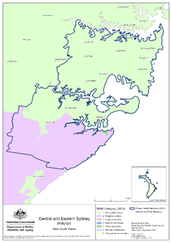 Central and Eastern Sydney (NSW) Primary Health Network (PHN) map ...