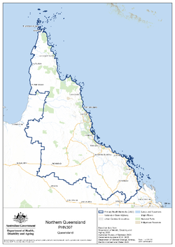Northern Queensland Primary Health Network (PHN) map – topographic ...