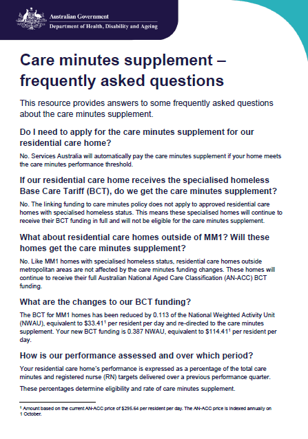 Care minutes and 24/7 registered nurses in residential aged care ...