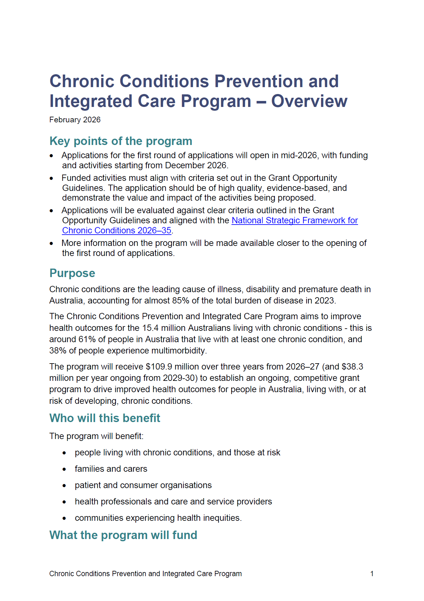 Chronic Conditions Prevention and Integrated Care Program – Overview ...