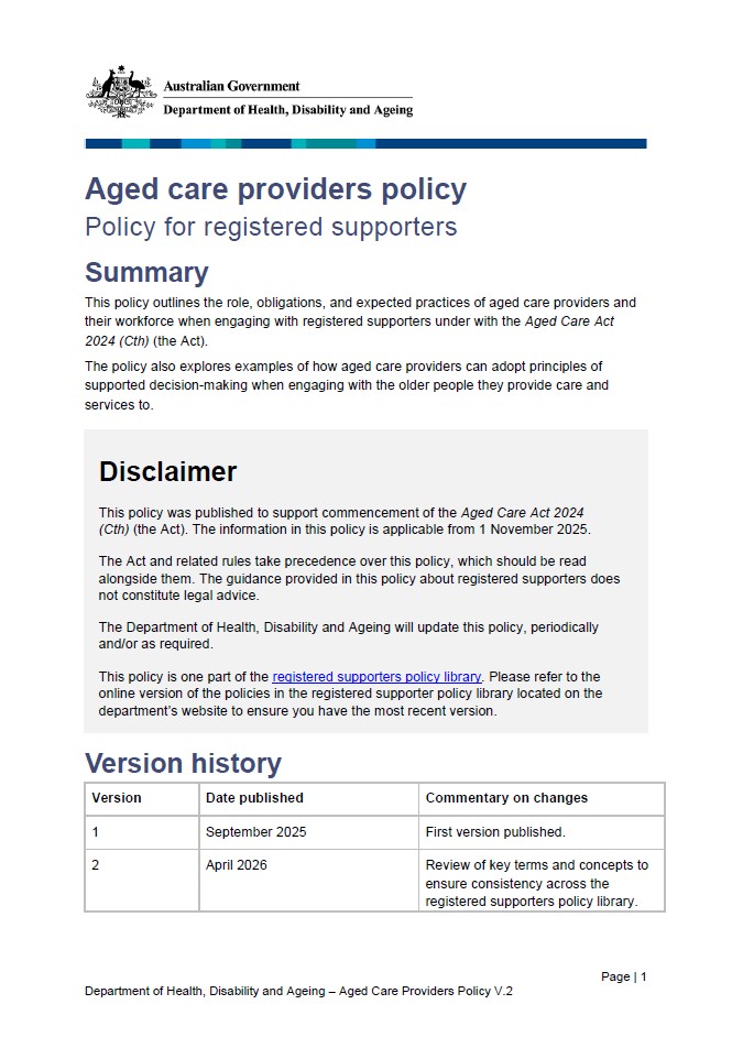 Registered supporter resources | Australian Government Department of ...