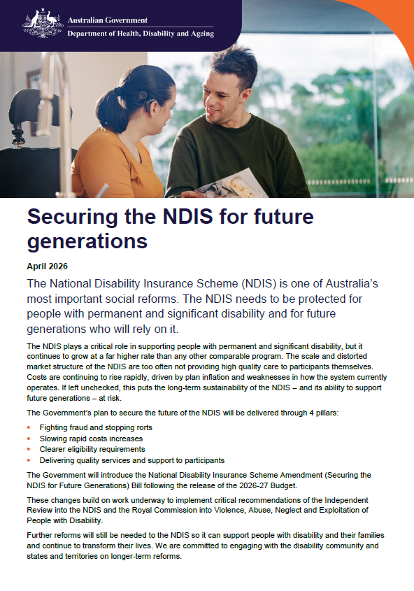 Securing the NDIS for future generations | Australian Government ...