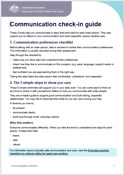 Aged care resources | Australian Government Department of Health ...