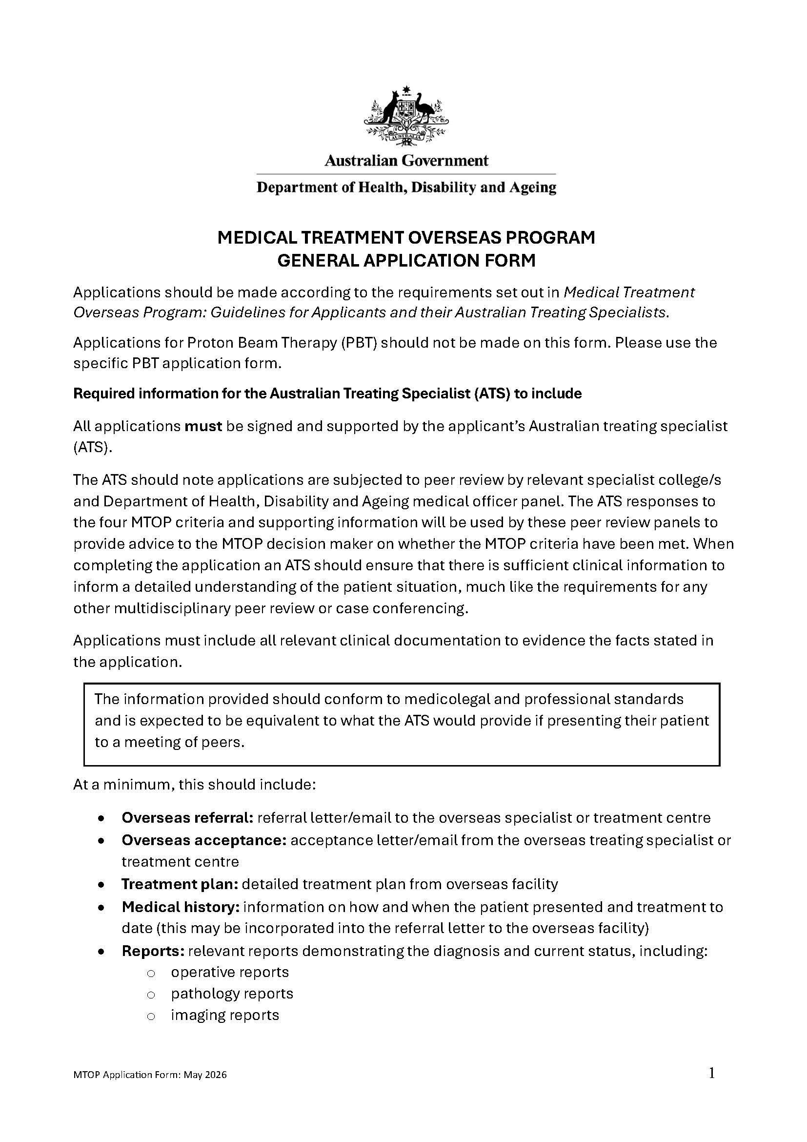 Medical Treatment Overseas Program – Application form | Australian ...