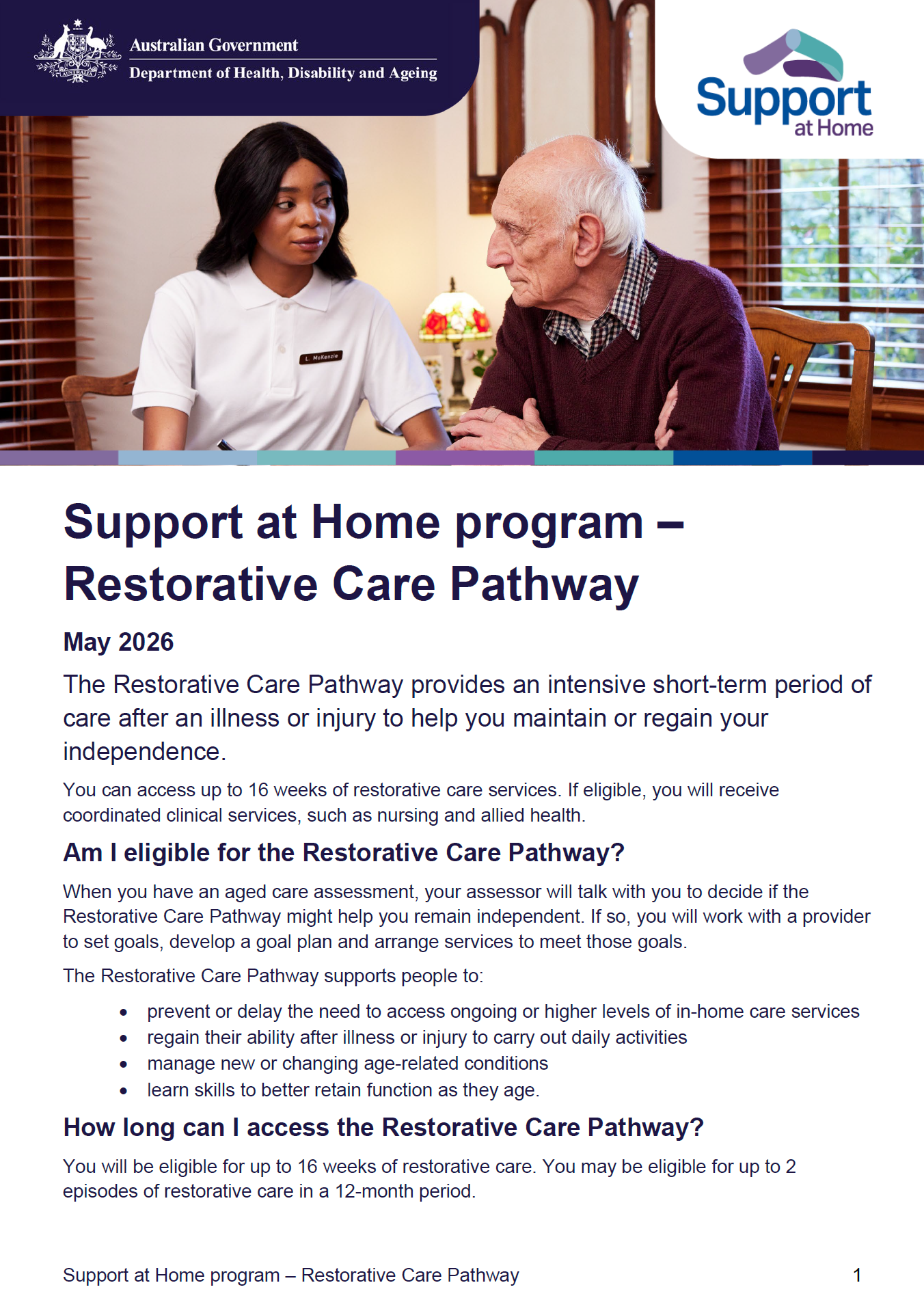 Support at Home program – Restorative Care Pathway | Australian ...