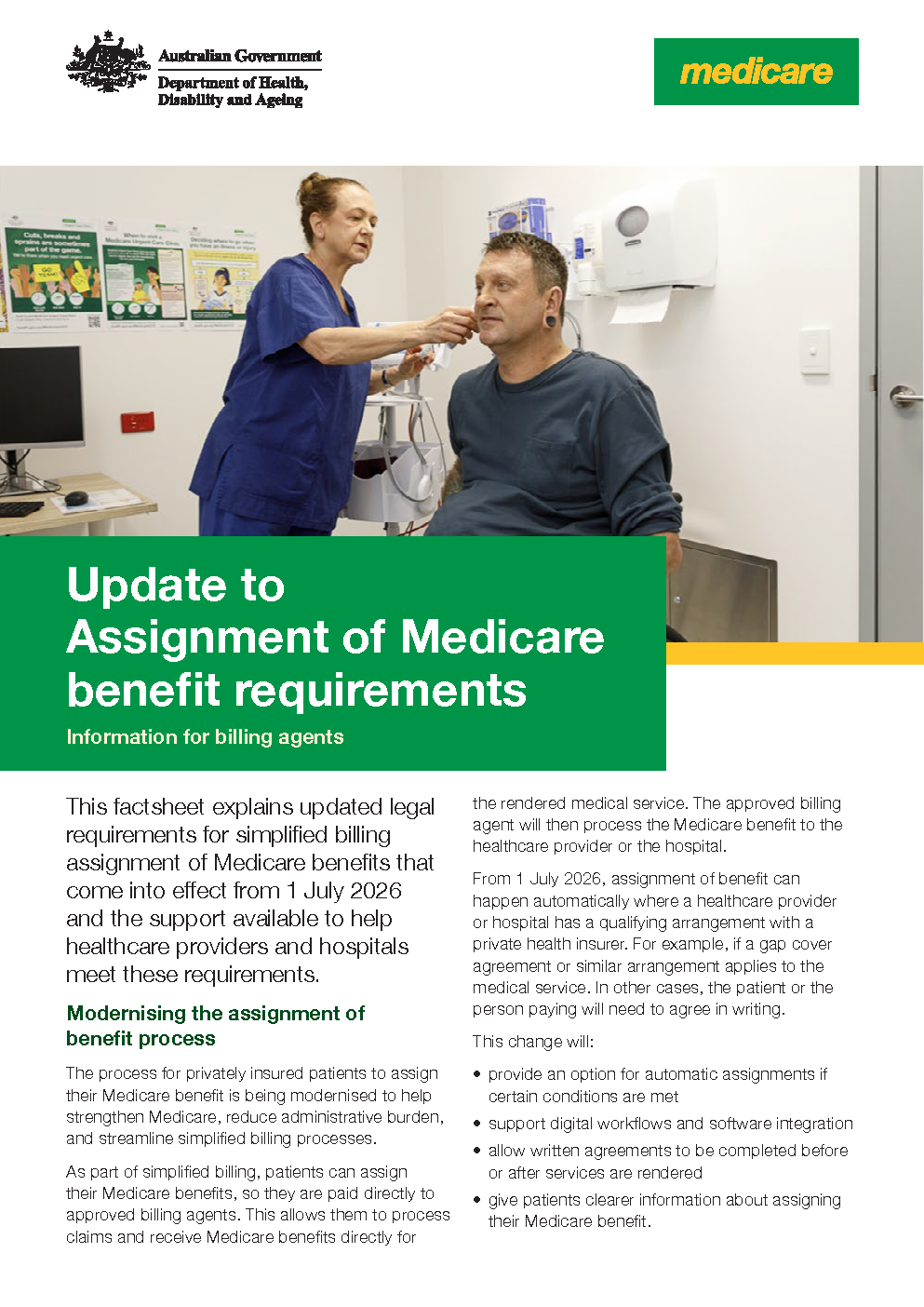 Update to Assignment of Medicare Benefit requirements | Australian ...