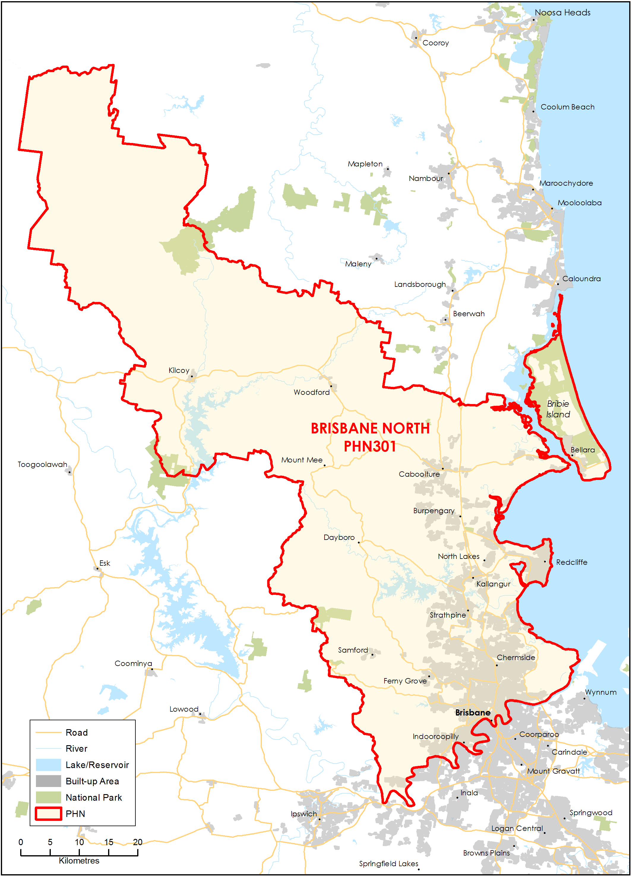 Brisbane North (Qld) Primary Health Network (PHN) map – topographic ... Brisbane North (Qld) Primary Health Network (PHN) map – topographic ...
