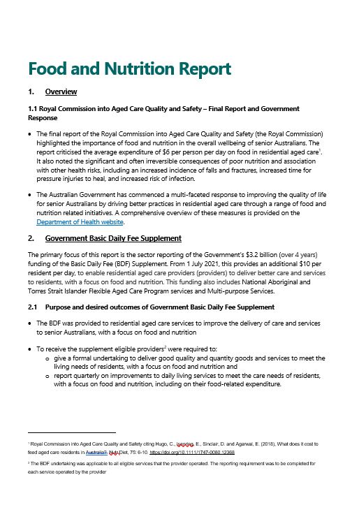Food And Nutrition Report Australian Government Department Of Health Food And Nutrition Report Australian Government Department Of Health