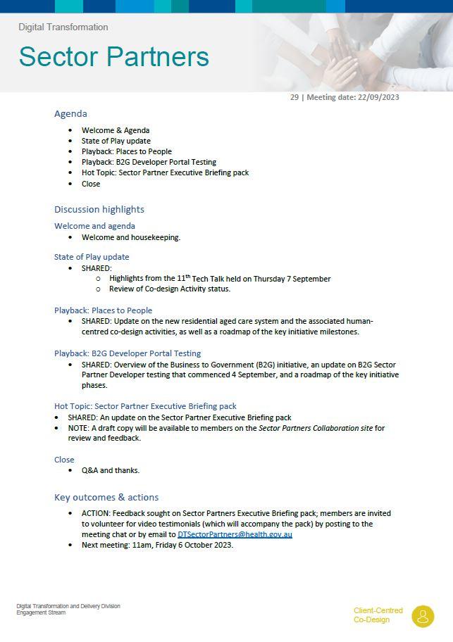 Digital Transformation Sector Partners meeting summary – 22 September ... Digital Transformation Sector Partners meeting summary – 22 September ...