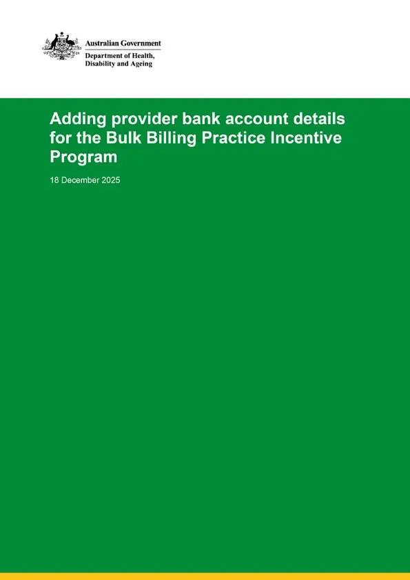 Adding provider bank account details for BBPIP | Australian Government ...