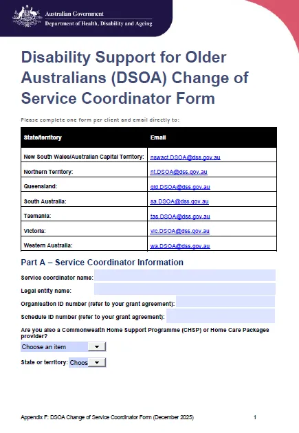 DSOA Program manual – Appendix F – Change of Service Coordinator form ...