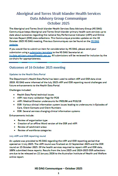 HS DAG communique – October 2025 | Australian Government Department of ...