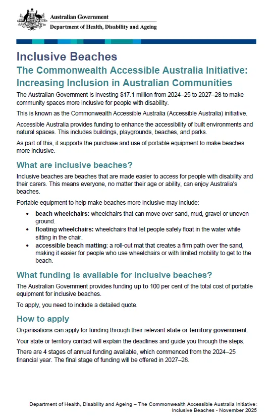 Inclusive Beaches – The Commonwealth Accessible Australia Initiative ...