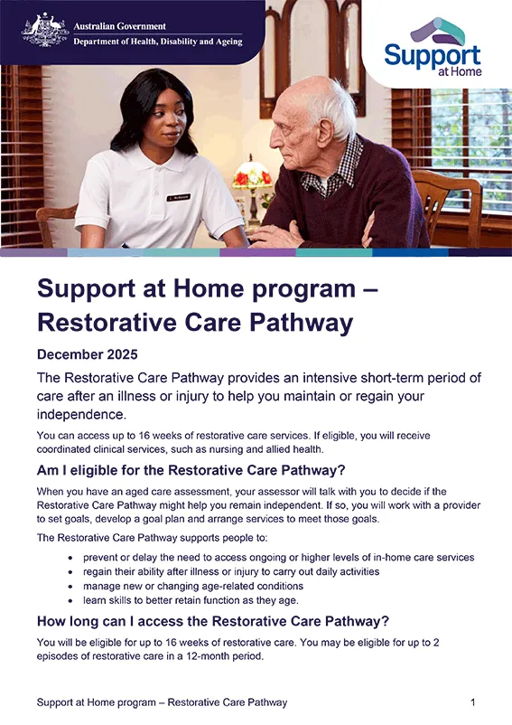 Support at Home program – Restorative Care Pathway | Australian Government Department of Health ...