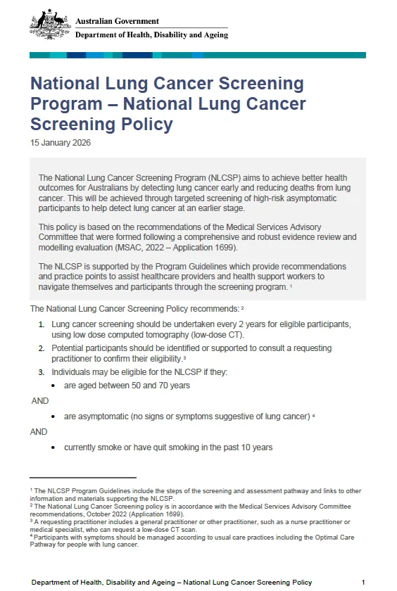 National Lung Cancer Screening Policy | Australian Government ...