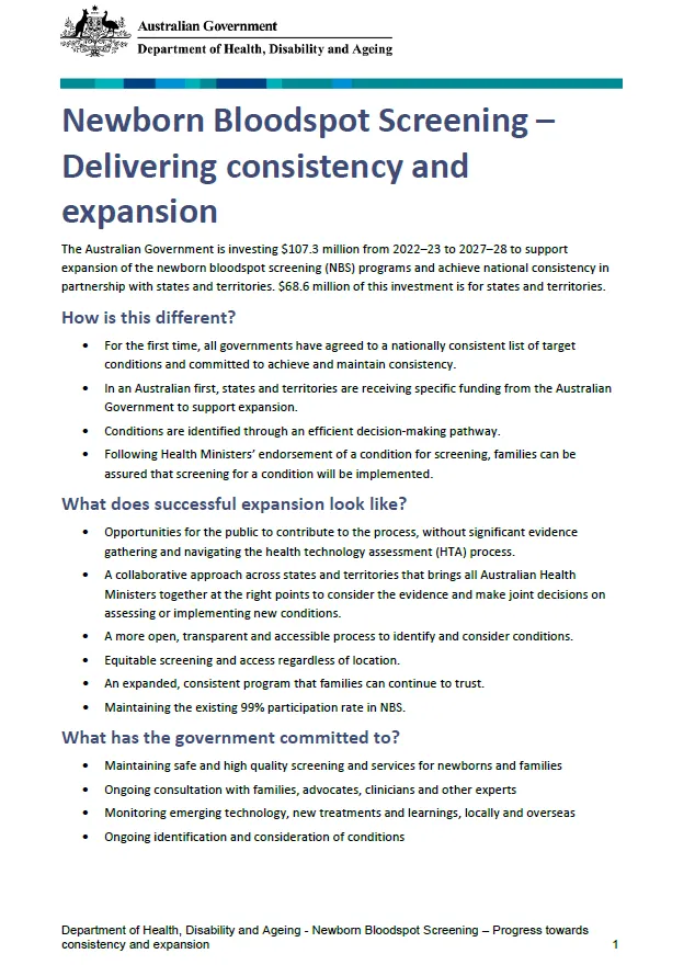 Newborn bloodspot screening (NBS) – Delivering consistency and ...