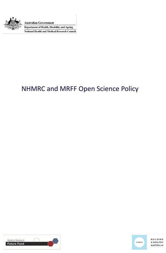 NHMRC and MRFF Open Science Policy | Australian Government Department ...