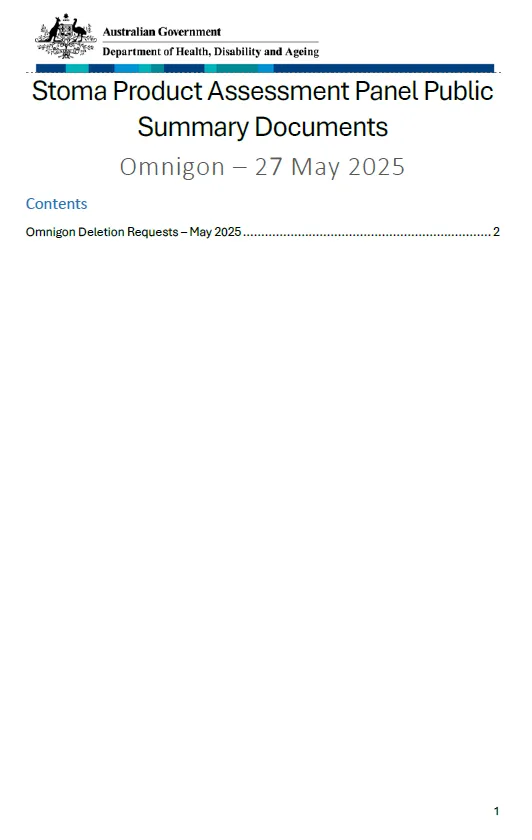 Stoma Product Assessment Panel – Omnigon public summary documents – May ...