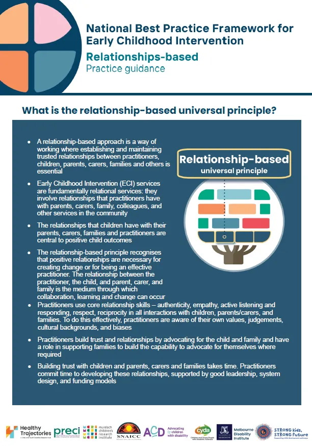 The National Best Practice Framework for Early Childhood Intervention ...