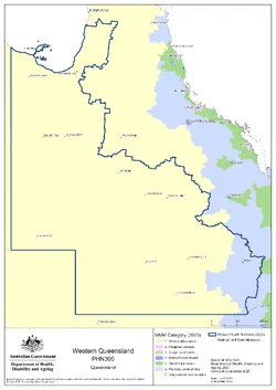 Western Queensland Primary Health Network (PHN) map – Modified Monash ...