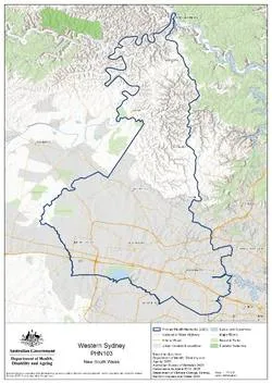 Western Sydney (NSW) Primary Health Network (PHN) map – topographic ...