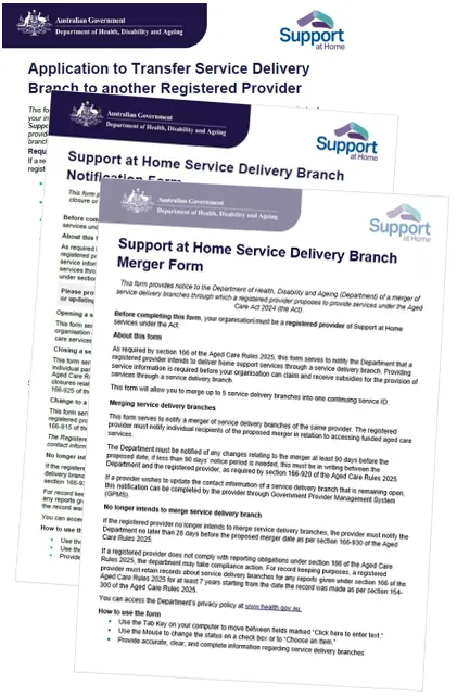 Service delivery branch transfer forms | Australian Government ...