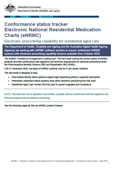 Electronic National Residential Medication Charts (eNRMC) – Conformance ...