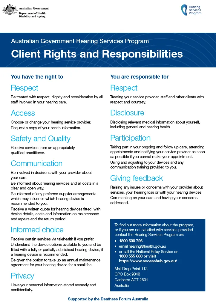 Hearing Services Program client rights and responsibilities ...