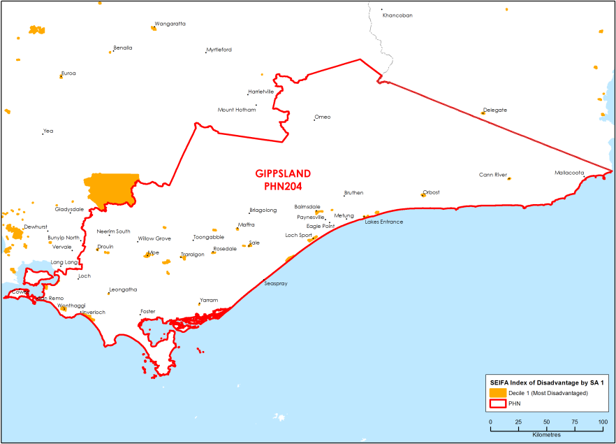 Gippsland (Vic) Primary Health Network (PHN) map – socioeconomic ... Gippsland (Vic) Primary Health Network (PHN) map – socioeconomic ...