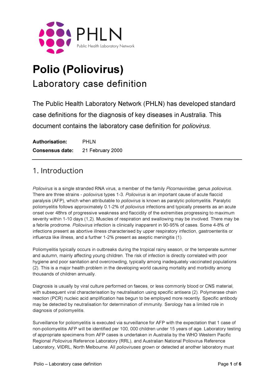 Polio – Laboratory case definition | Australian Government Department ... Polio – Laboratory case definition | Australian Government Department ...