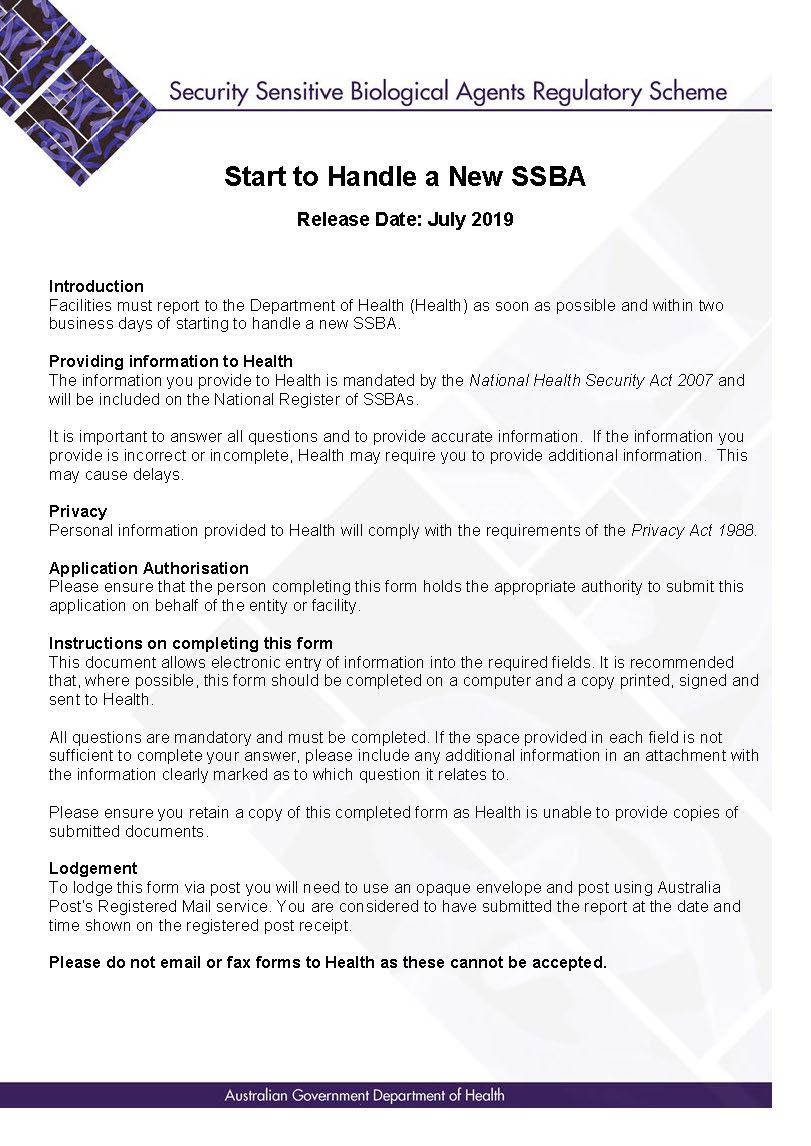 SSBA – Form – Start to handle a new SSBA | Australian Government ... SSBA – Form – Start to handle a new SSBA | Australian Government ...