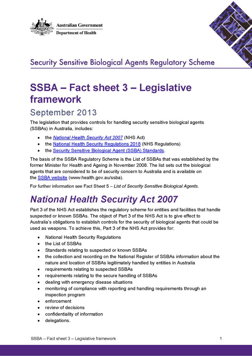 SSBA – Fact sheet 3 – Legislative framework | Australian Government ... SSBA – Fact sheet 3 – Legislative framework | Australian Government ...