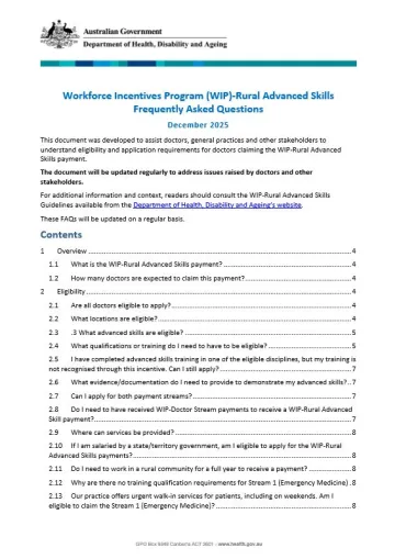 Workforce Incentive Program – Rural Advanced Skills Stream | Australian ...