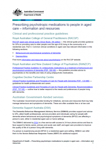 Prescribing psychotropic medications to people in aged care ... Prescribing psychotropic medications to people in aged care ...