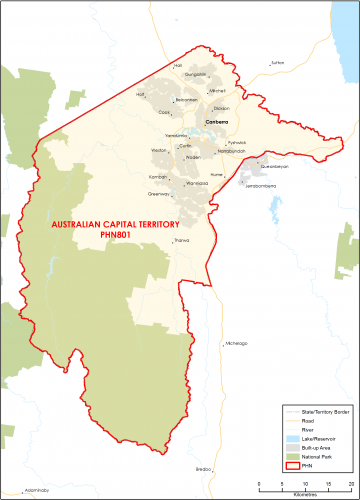 Australian Capital Territory (ACT) Primary Health Network (PHN) map ...