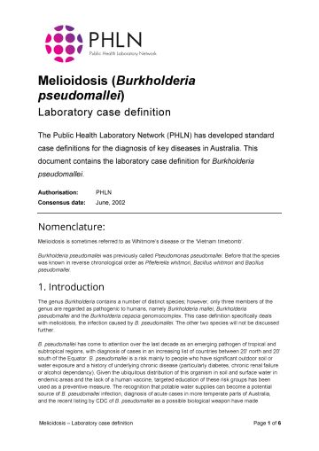 Melioidosis – Laboratory case definition | Australian Government ...